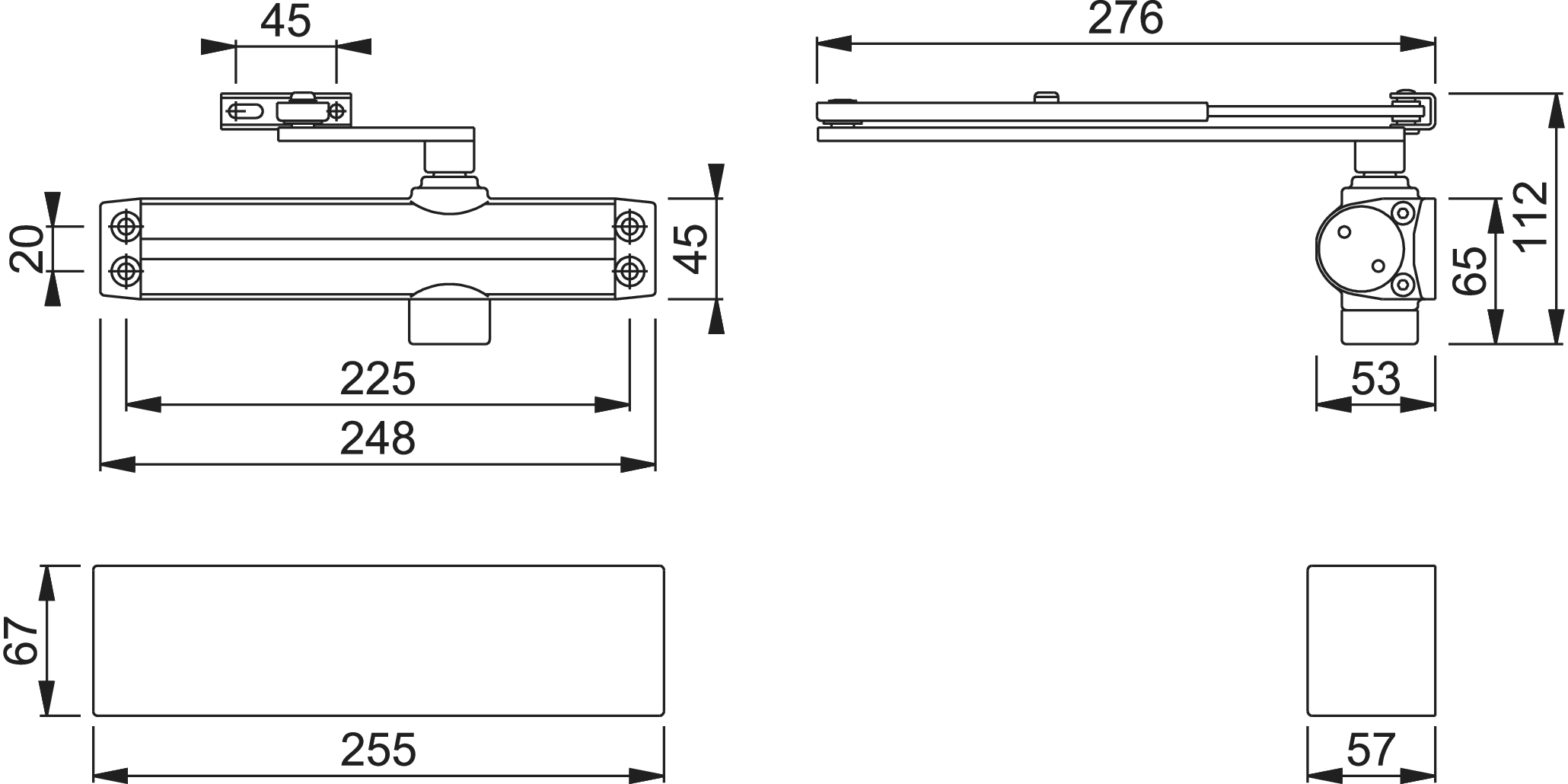 AR1500 AR1500 - Overhead Surface Mount/Door Closing Devices - HOPPE